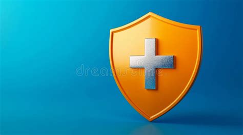 Shield With Metallic Cross On Vibrant Blue Background Symbolizing