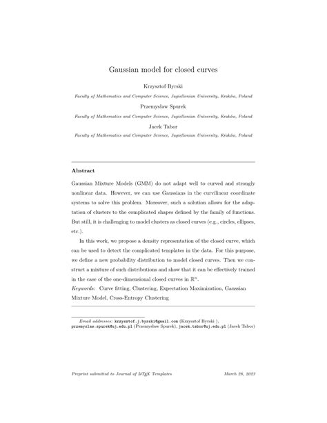 Pdf Gaussian Model For Closed Curves