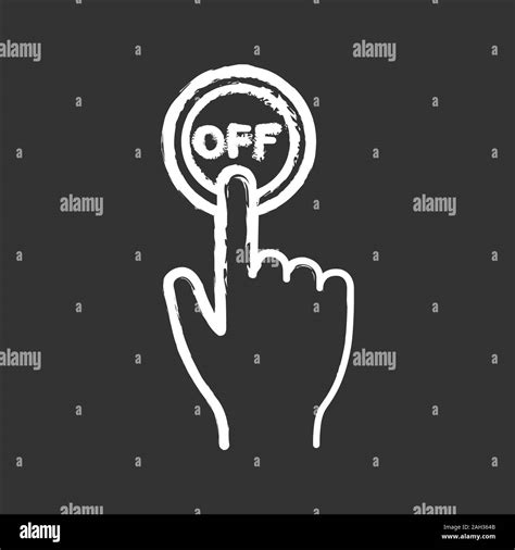Turn Off Button Click Chalk Icon Shutdown Power Off Hand Pressing Button Isolated Vector