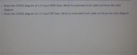 Solved Draw The CMOS Diagram Of A Input NOR Gate Write Chegg