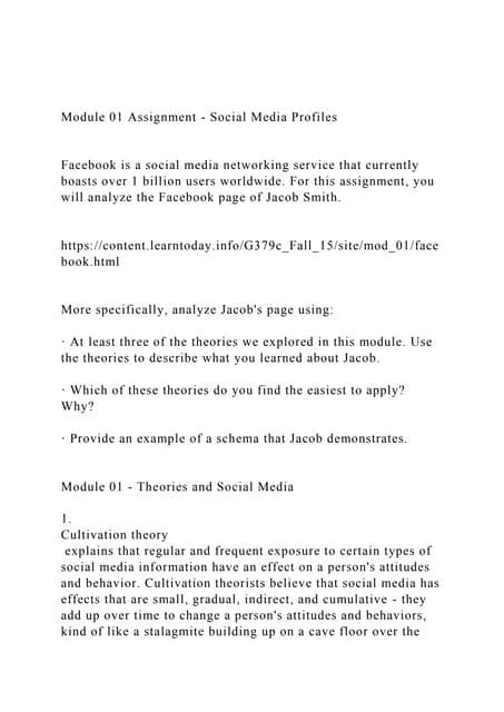 Module 01 Assignment Social Media Profilesfacebook Is A Docx