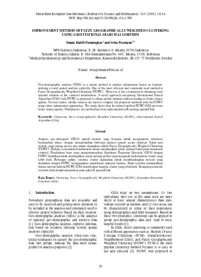 10 Improvement Method Of Fuzzy Geographically Weighted Clustering Using