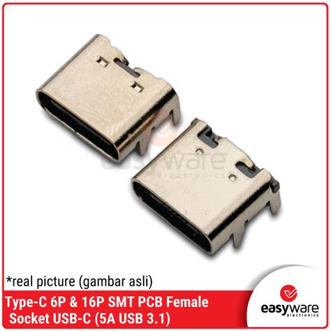 Jual Socket Type C Female Dip Smt P P Usb C A Usb Connector Pin Pin Shopee Indonesia