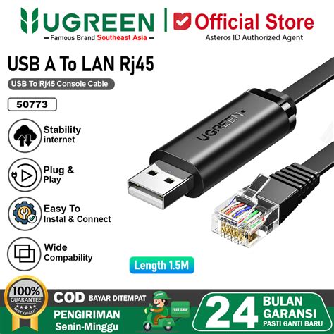 Jual Ugreen Lan Ethernet To Usb Rj45 Console Flat Kabel 50773 Shopee Indonesia
