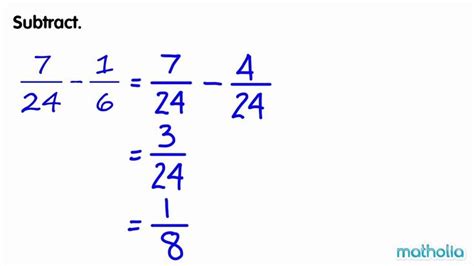 Subtraction Of Unlike Fractions
