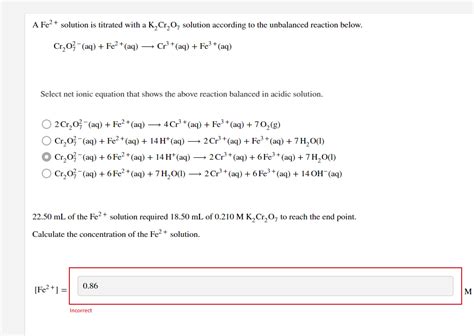 Solved Afe2 Solution Is Titrated With A K2cr2o7 Solution