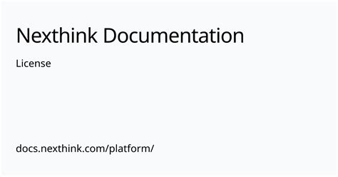 License Nexthink Documentation