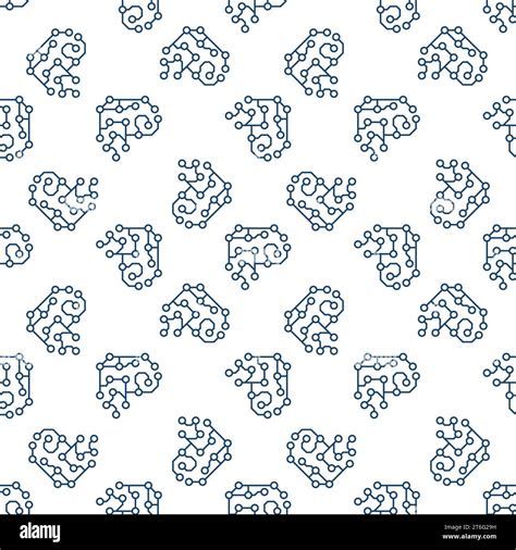 Neural Network Brain Vector Ai Concept Seamless Pattern In Thin Line