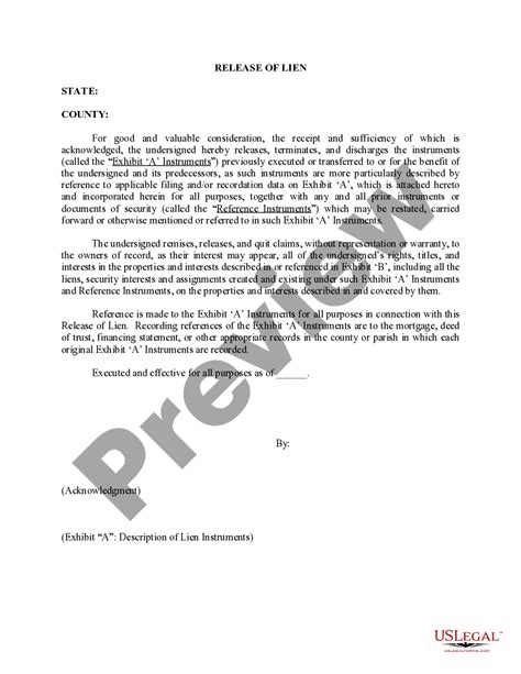 Lien Release For Car Us Legal Forms