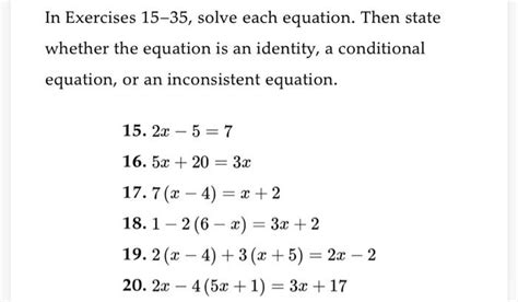 Solved In Exercises Solve Each Equation Then State Chegg Com