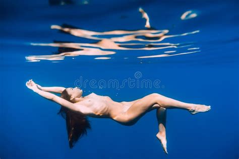 Naked Woman Relax Underwater In Blue Ocean And Reflection Stock Photo Image Of Nude Holiday