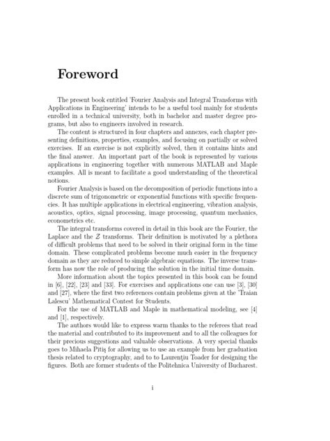 Fourier Analysis And Integral Transformations With Applications In Engineering Pdf