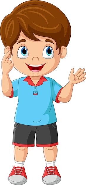 Мультяшный мальчик с большой идеей Премиум векторы