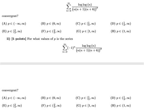 Solved Σ log log n n n n convergent C pc x Chegg com