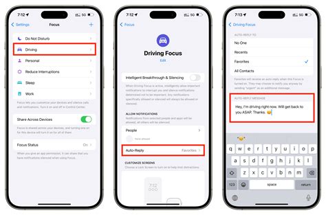 How To Customize Driving Focus Auto Reply On Iphone