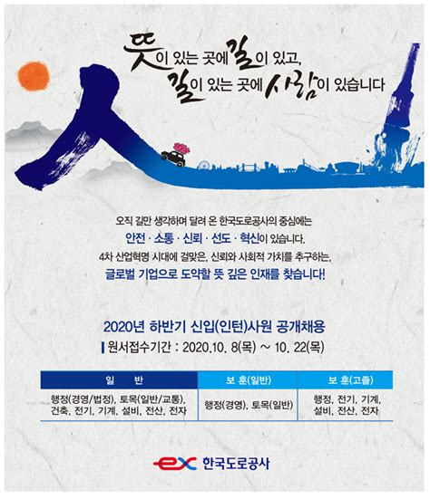 한국도로공사 채용공고 한국도로공사 행정경영 등 2020년 채용