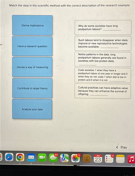 Solved Match The Step In The Scientific Method With The Chegg Com