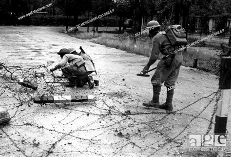 Demining A Road In The Rimini Area Three British Army Specialists