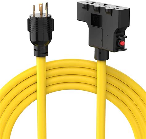 Tooliom L5 30p Generator Power Extension Cord 30a 125v Three 5 20r 5 15r Outlet 25 Feet With