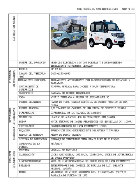 Ficha Tecnica Carro Electrico Jl 058 Descargar Gratis Pdf Neumático