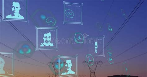 Animation Of Biometric Photos And Data Processing Over Electricity Line