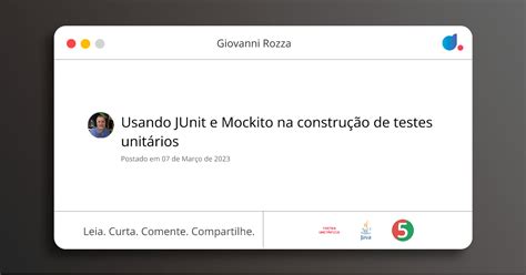 Usando Junit E Mockito Na Construção De Testes Unitários Giovanni