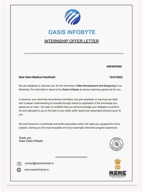 Oasisinfobyte Webdevelopment Intern Madhuri Dalvi