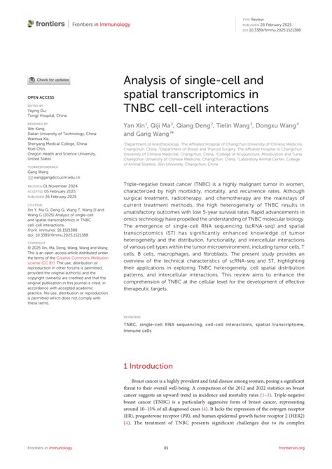 Pdf Analysis Of Single Cell And Spatial Transcriptomics In Tnbc Cell Cell Interactions