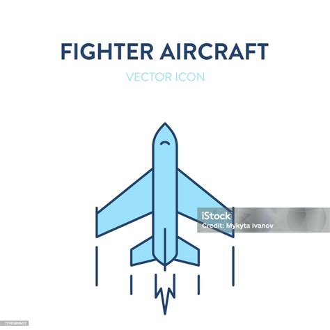 전투기 아이콘 작고 빠른 군용 제트 전투기 비행의 벡터 플랫 윤곽 그림 현대 아이크래프트 초음속 반응형 비행기 군용 항공의 개념을 나타냅니다 가벼운에 대한 스톡 벡터 아트