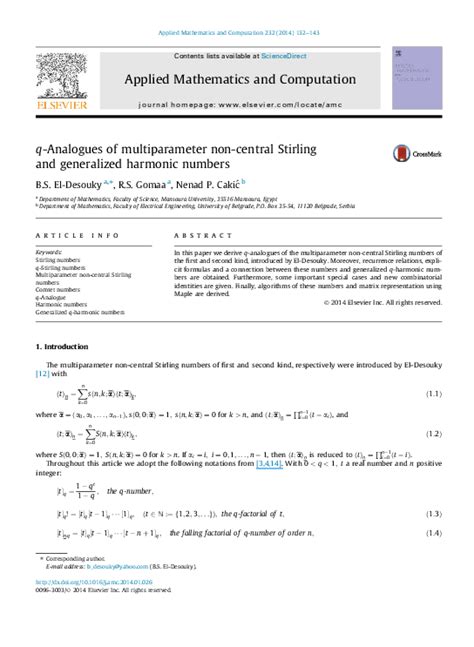 Pdf Q Analogues Of Multiparameter Non Central Stirling And