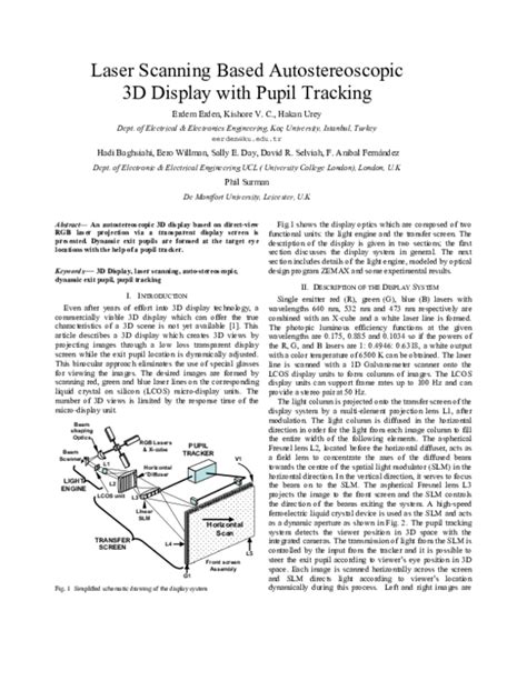 Pdf Laser Scanning Based Autostereoscopic 3d Display With Pupil Tracking