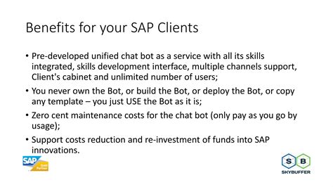 Sap Conversational Ai As A Service Managed By Skybuffer Sap Chatbot Ppt
