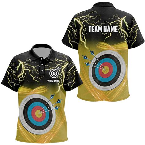 Custom Archery Target Thunder Lightning Polo Shirts Best Archery Team