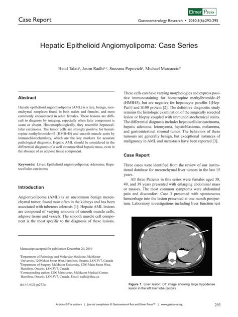 Pdf Hepatic Epithelioid Angiomyolipoma Case Seriespenis Skin