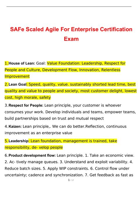 Safe Scaled Agile For Enterprise Certification Exam 2022 With Complete
