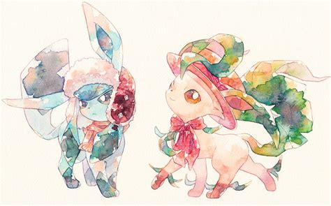 Glaceon And Leafeon Pokemon Drawn By Oharu Chan Danbooru