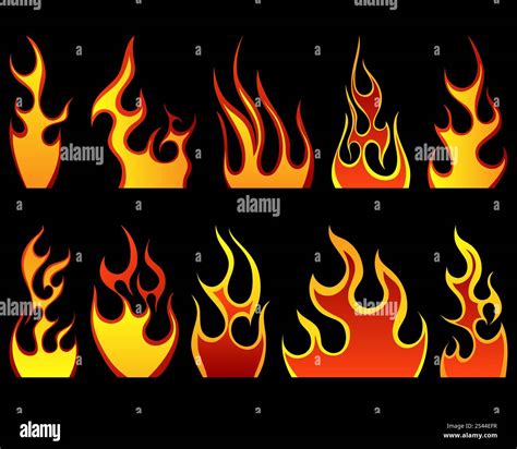 Set Of Different Fire Patterns For Design Use Stock Vector Image And Art