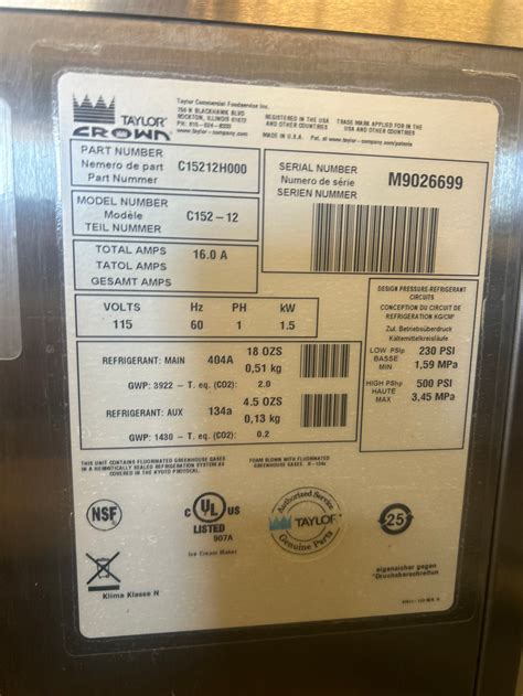 2019 Taylor C152 Table Top Soft Serve Machine W Warranty