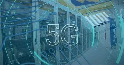 Image Of Scope Scanning With 5g Text And Data Processing Over Server Room Stock Image Image Of