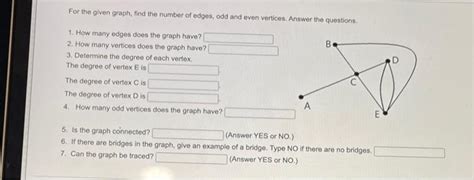 Solved For The Given Graph Find The Number Of Edges Odd Chegg