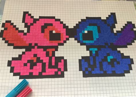 Angle Et Stitch Pixel Art En 2024 Idées De Dessin Créatif Dessin 3d
