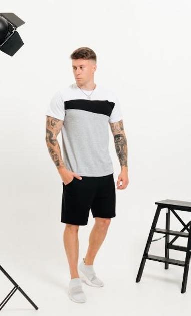 Мужской спортивный костюм комплект футболка шорты и штаны Atex 0099 Xl Серо белый с черным At