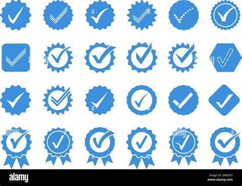 Blue Check Mark Icons Profile Verification Badge Approval Seal And