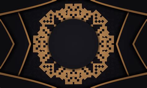 고급스러운 패턴의 엽서 인쇄 디자인을위한 템플릿 슬로베니아 장식과 로고를 위한 장소가 있는 블랙 배너 0명에 대한 스톡 벡터 아트 및 기타 이미지 Istock