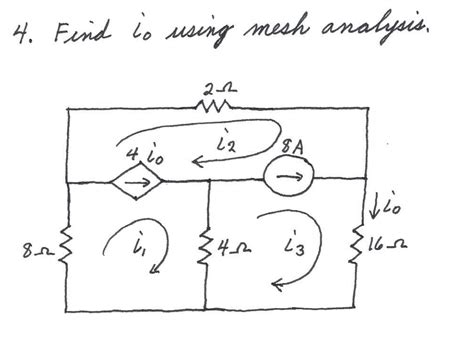 Solved 4 Find Io Using Mesh Analysis 22 I 4 Io 8А Lio