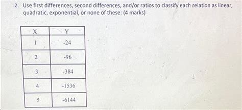 Solved Use First Differences Second Differences Andor