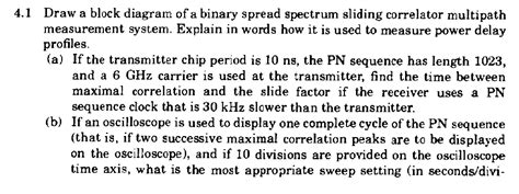 solved 4 1 draw a block diagram of a binary spread spectrum