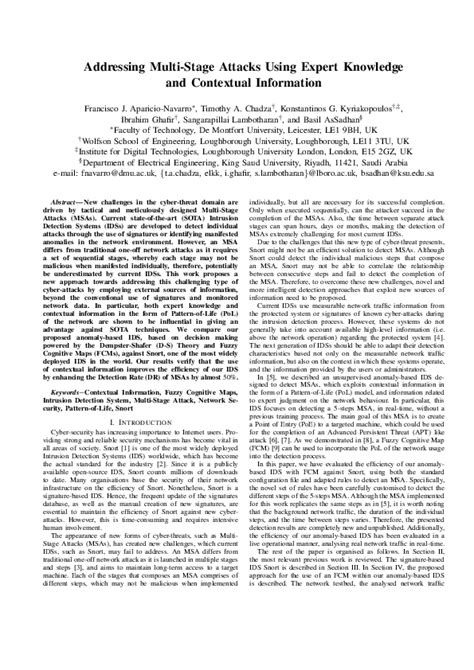 Addressing Multi Stage Attacks Using Expert Knowledge And Contextual Information