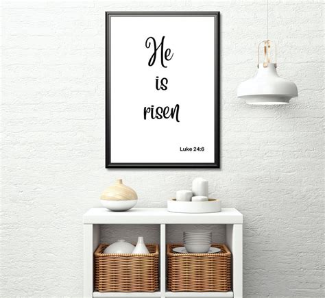 Luke 24 6 He Is Risen Bible Verse Print Bible Verse Wall Art Etsy