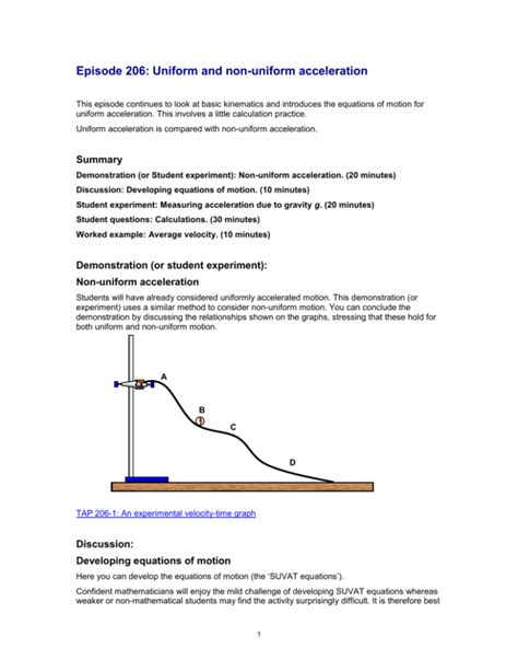 Uniform And Non Uniform Acceleration Lesson Plan Uniform And Non Uniform Acceleration Lesson Plan